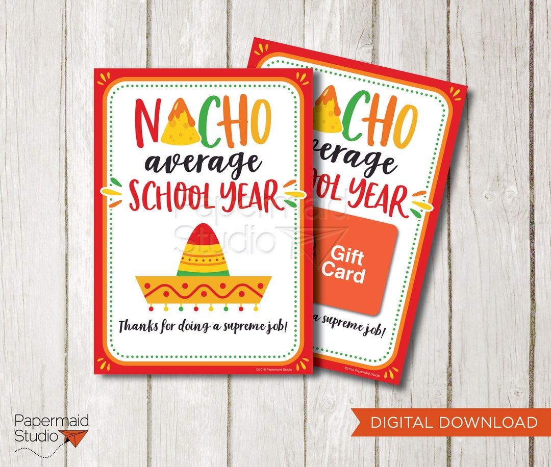 Teacher Thank You Card Printable Taco Gift Card Holder Teacher ...