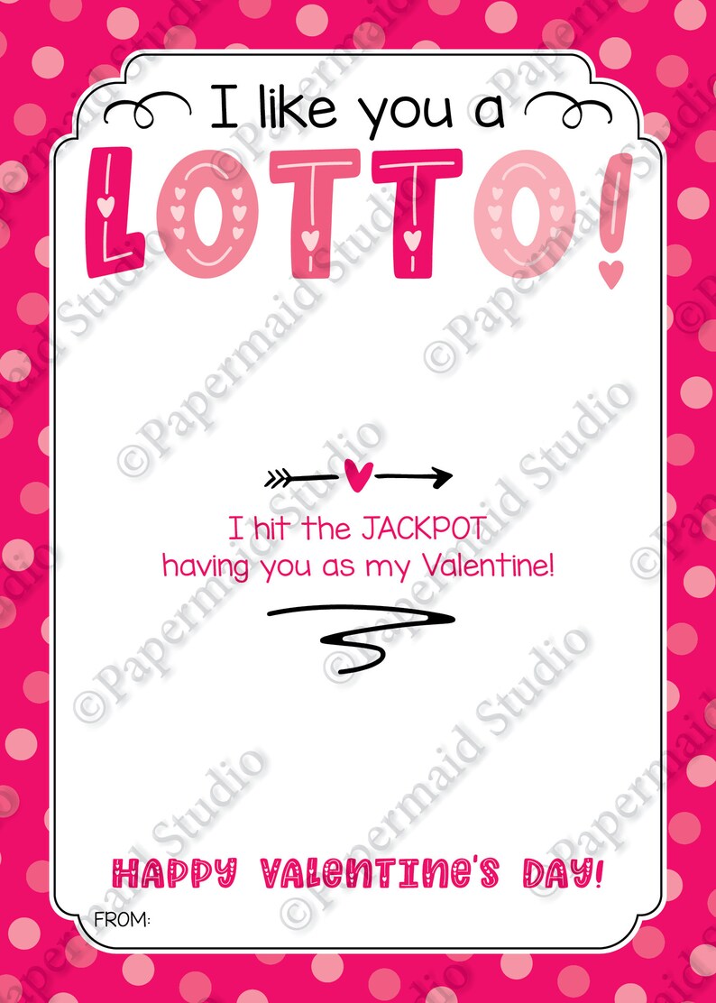 PRINTABLE Lottery Ticket Valentine Card Lotto Ticket - Etsy