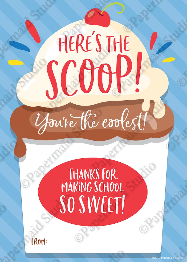 Teacher Ice Cream Gift Card Holder Printable Teacher | Etsy
