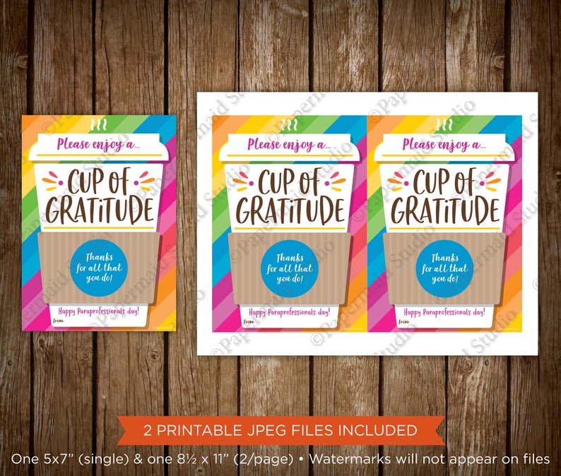 Paraprofessionals Thank You Card - Coffee Gift Card Holder - Teacher ...