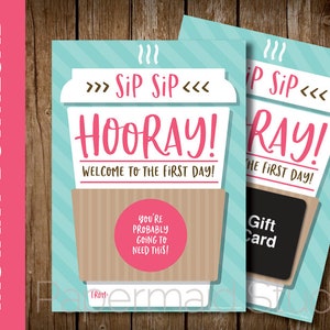 PRINTABLE Back to School Coffee Teacher Gift Card Holder First Day of ...