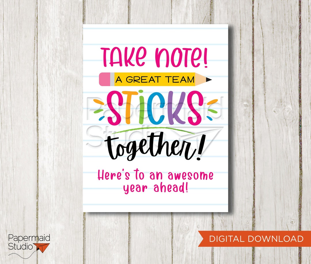 Sticky Note Printable Sign - Back to School Teacher Appreciation Gift ...