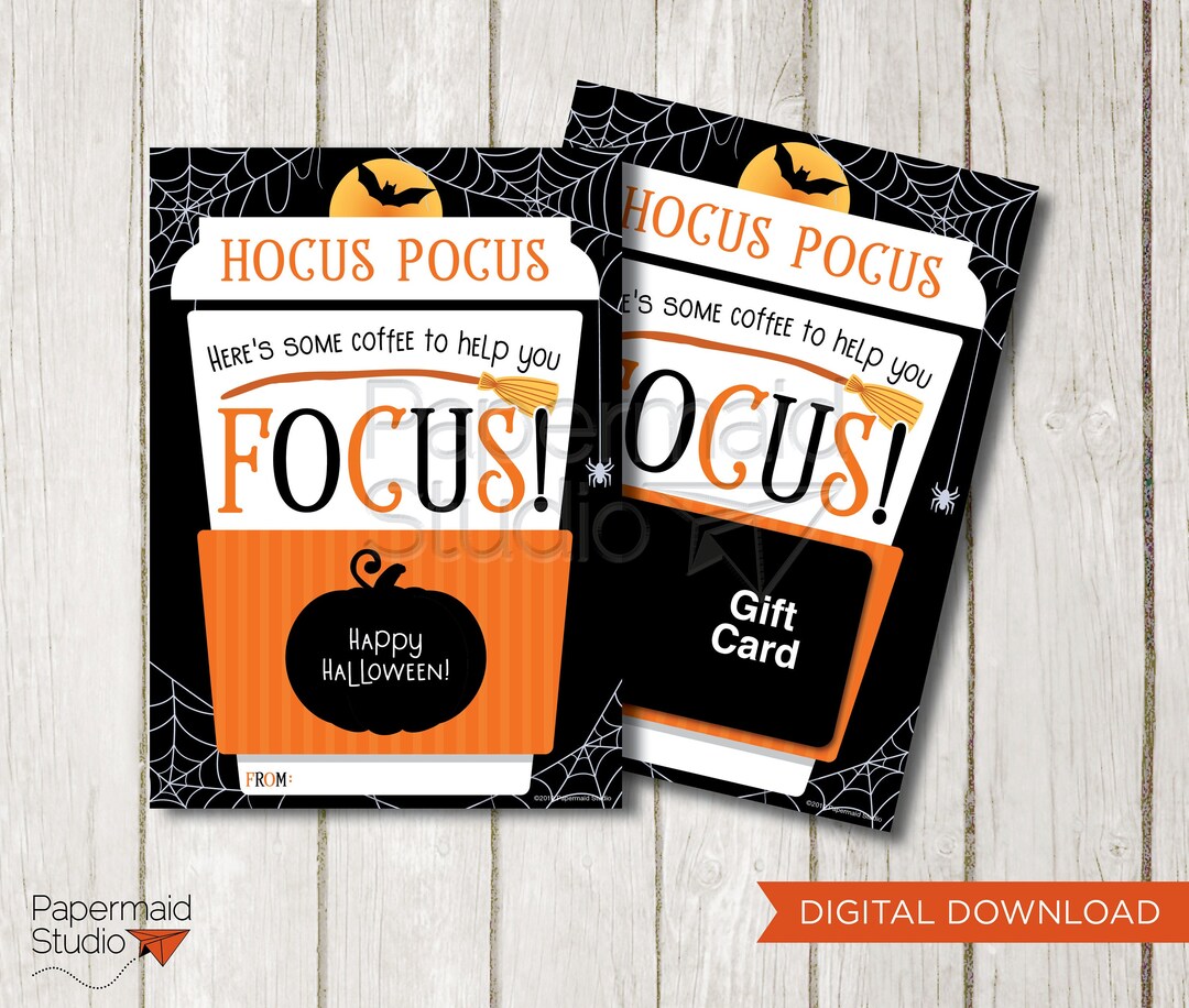 Halloween Gift Card Holder for Coffee Printable - Teacher Halloween Tag ...