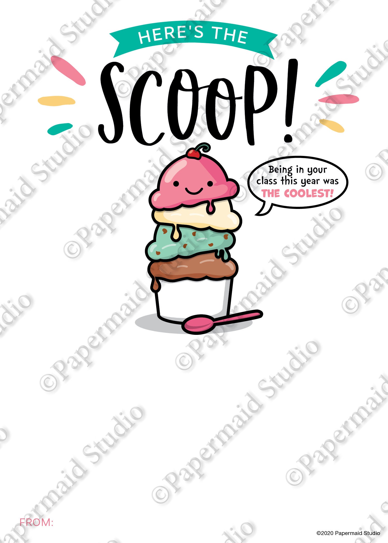 PRINTABLE Teacher Thank You Card Ice Cream Gift Card Holder | Etsy