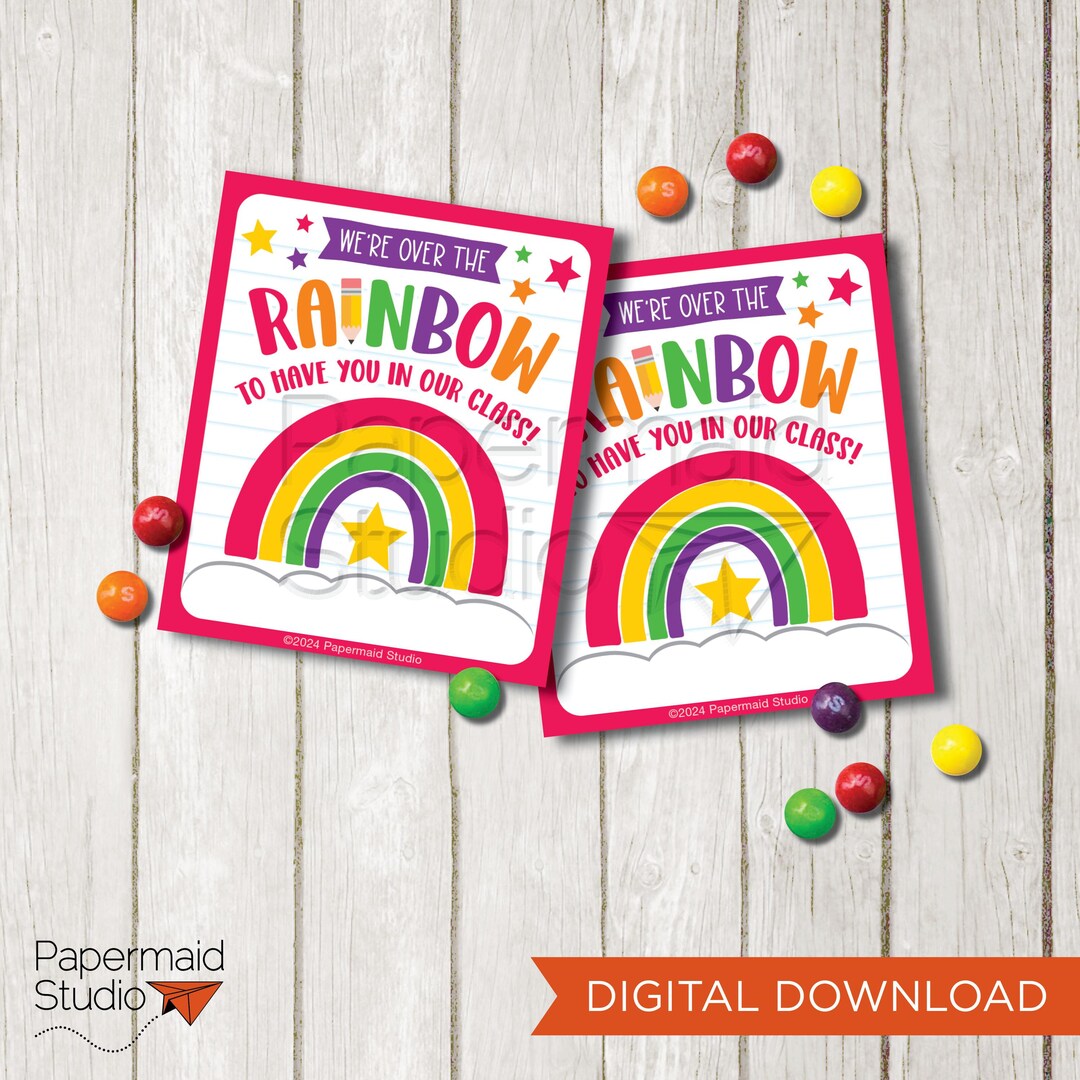 Rainbow Candy Tag Printable First Day of School Gift Welcome Back to ...