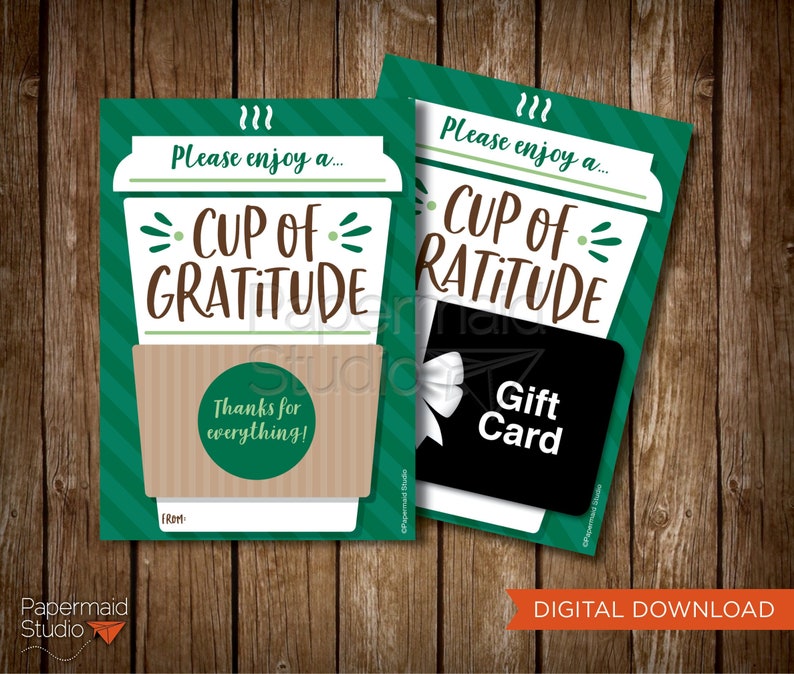 Coffee Gift Card Holder Printable Thanks a Latte | Etsy