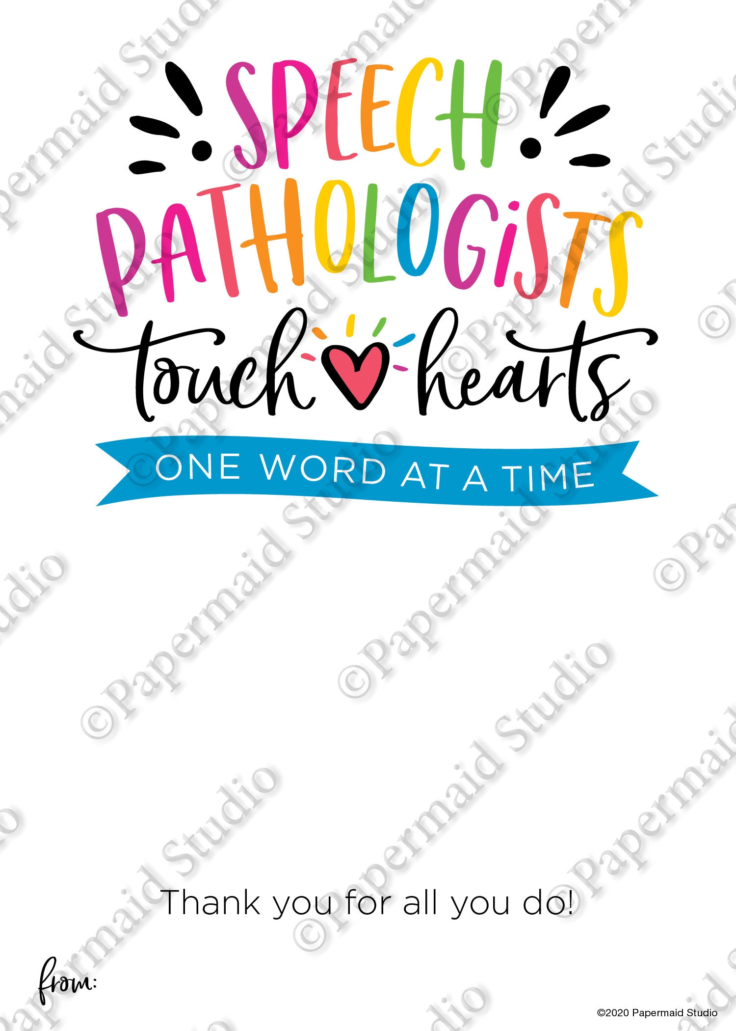 Printable Speech Therapist Thank You Card - Teacher Appreciation Week ...