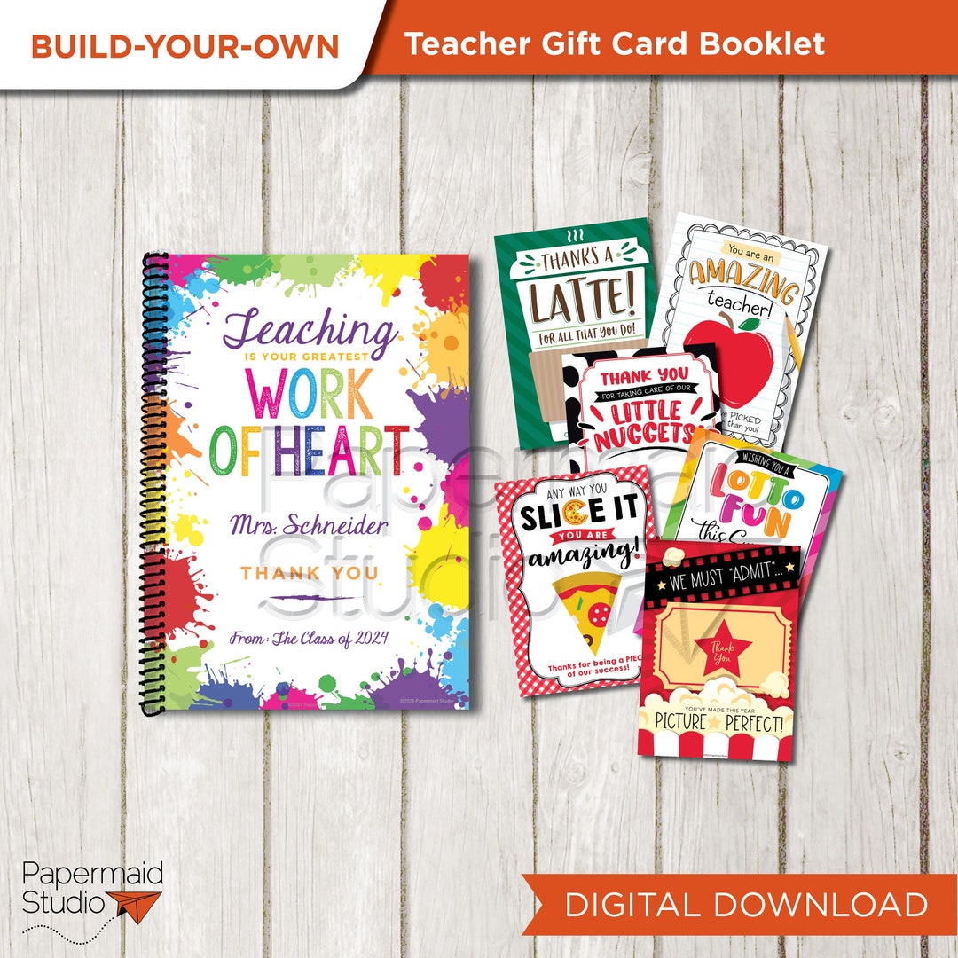 Teacher Gift Card Book Printable - Teacher Gift Card Holder Set ...