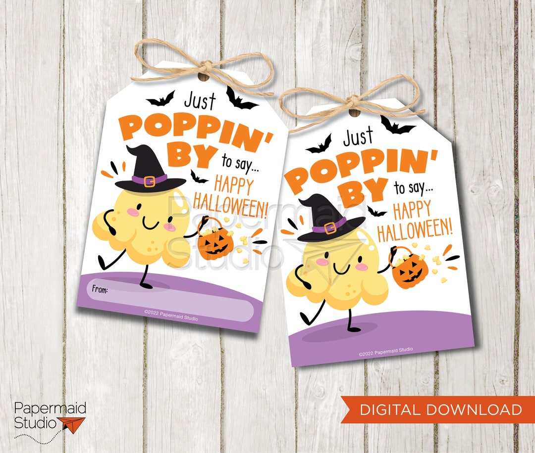 Halloween Popcorn Tags - Halloween Popcorn Labels - Halloween Sticker ...