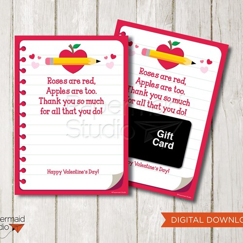 Valentine's Day Teacher Gift Card Holder Thanks for - Etsy