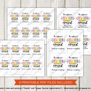 Teacher Appreciation Gift Tag Printable - Teacher Thank You Tag - End ...