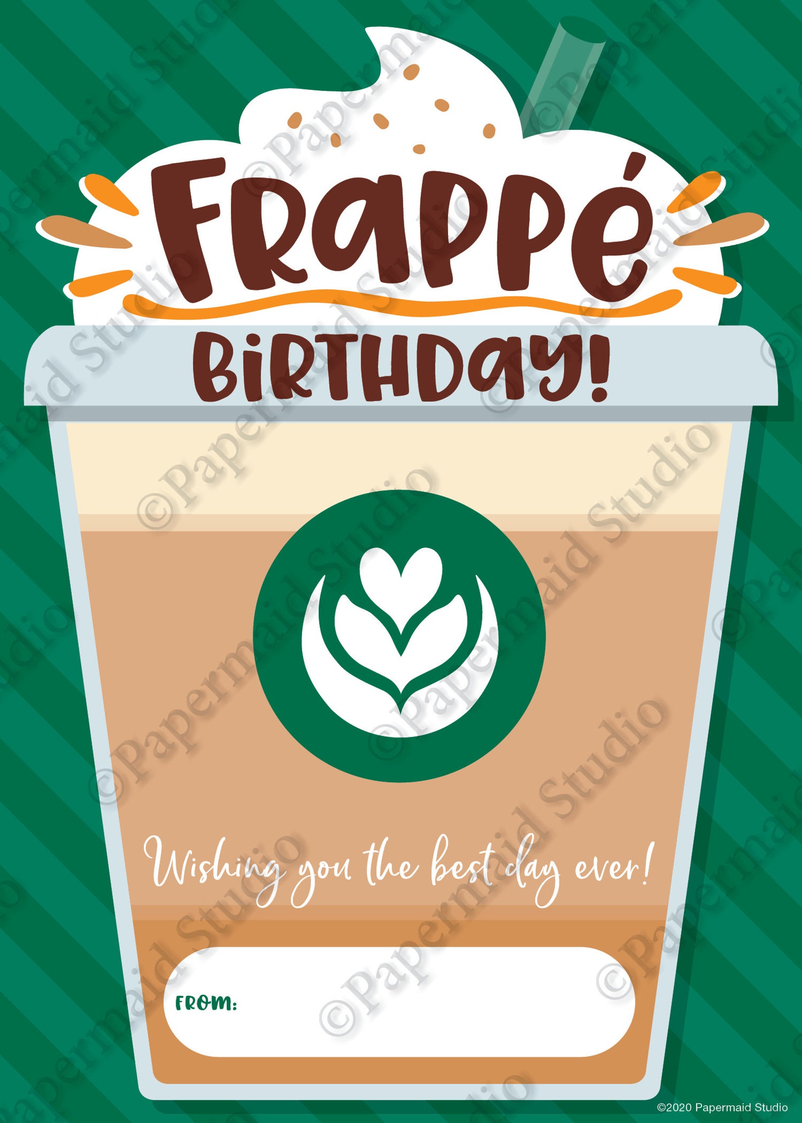 PRINTABLE Birthday Coffee Gift Card Holder Frappe Iced | Etsy