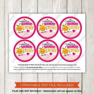 Valentine Orange Cup Tags - Printable Orange Valentine Labels ...