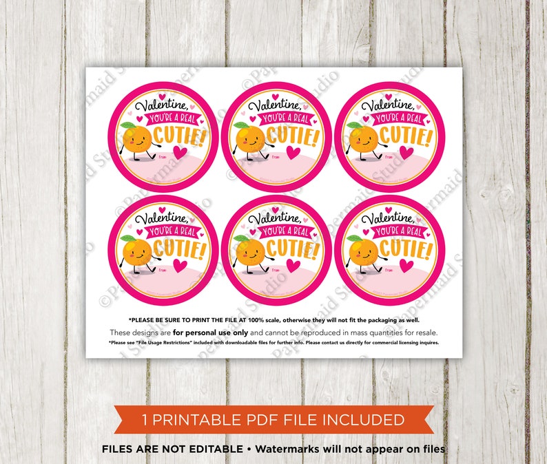 Valentine Orange Cup Tags - Printable Orange Valentine Labels ...