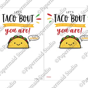 PRINTABLE Teacher Thank You Card - Taco Gift Card Holder for Teacher ...