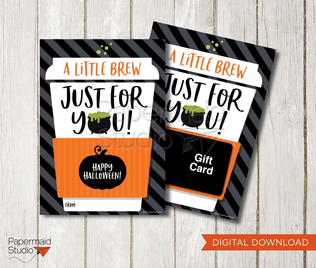Halloween Gift Card Holder for Coffee Printable - Teacher Halloween ...
