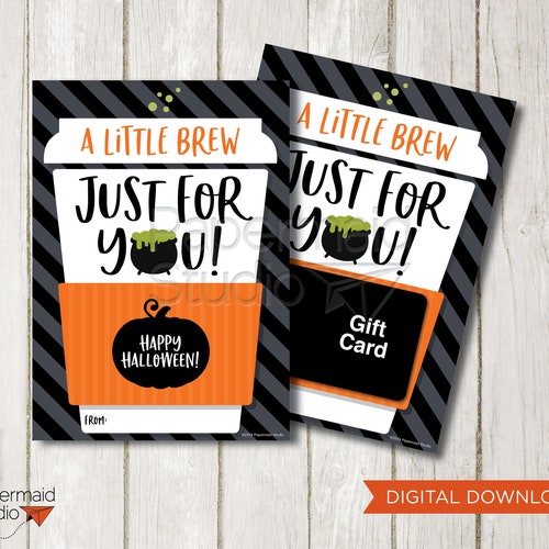 Halloween Gift Card Holder for Coffee Printable Teacher - Etsy
