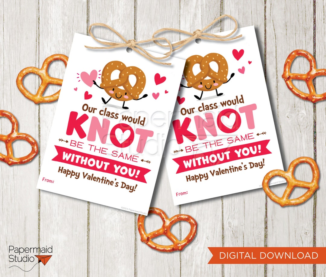 Valentine Pretzel Tags - Printable Pretzel Valentines Tag - Pretzels ...