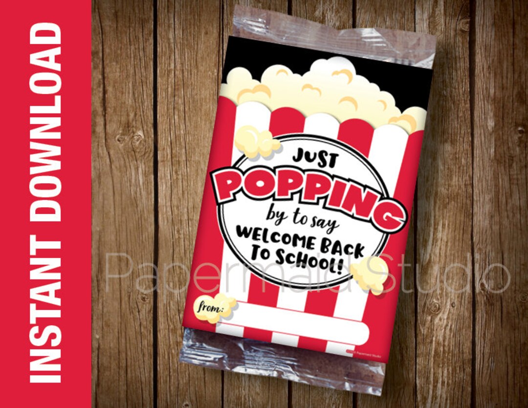 PRINTABLE Back to School Popcorn Wrap Label - First Day of School ...