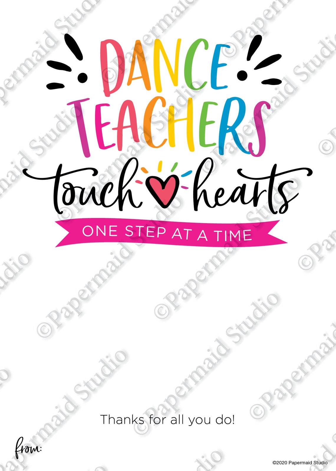 PRINTABLE Dance Teacher Thank You Card - Teacher Appreciation Card ...