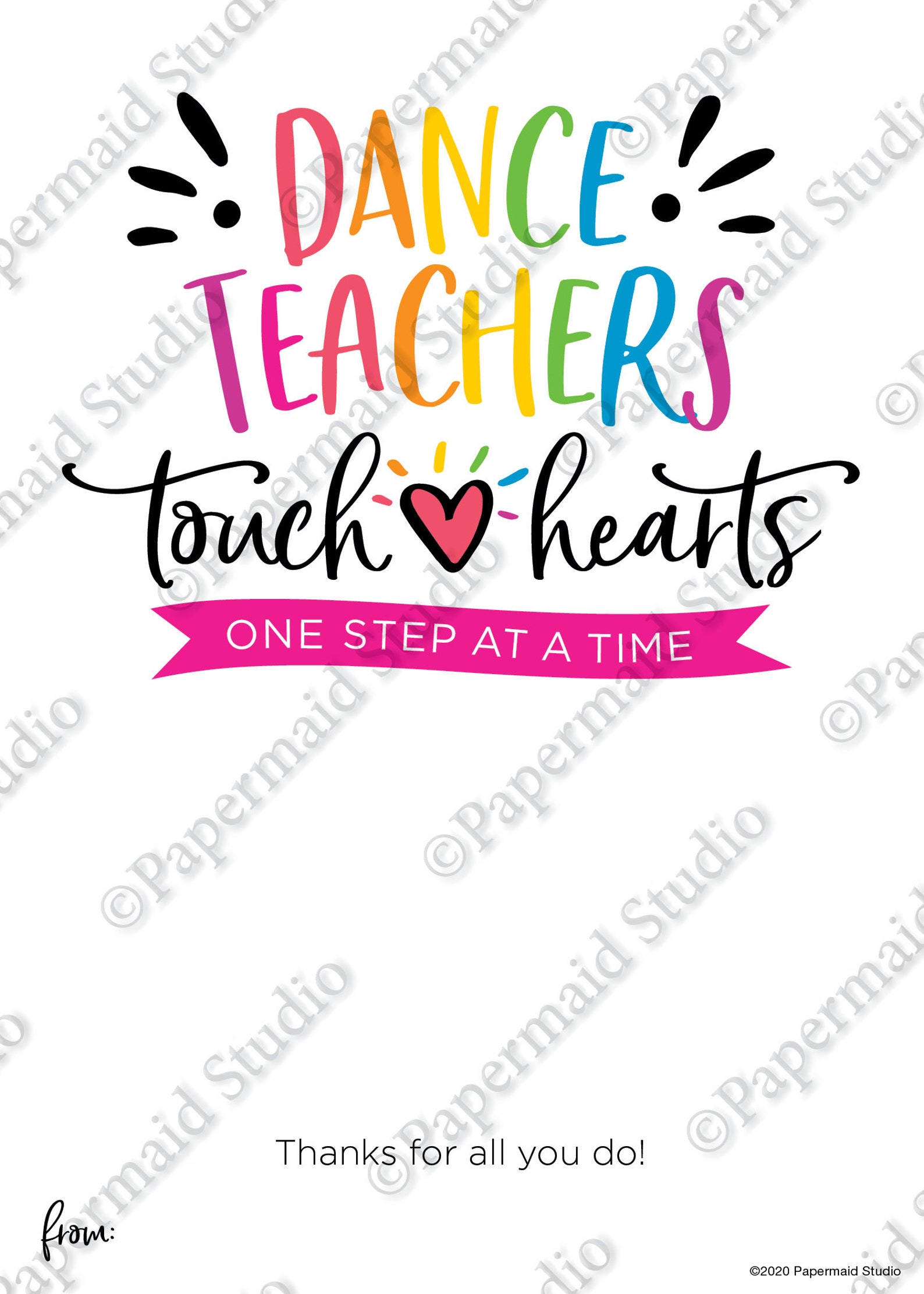 PRINTABLE Dance Teacher Thank You Card - Teacher Appreciation Card ...