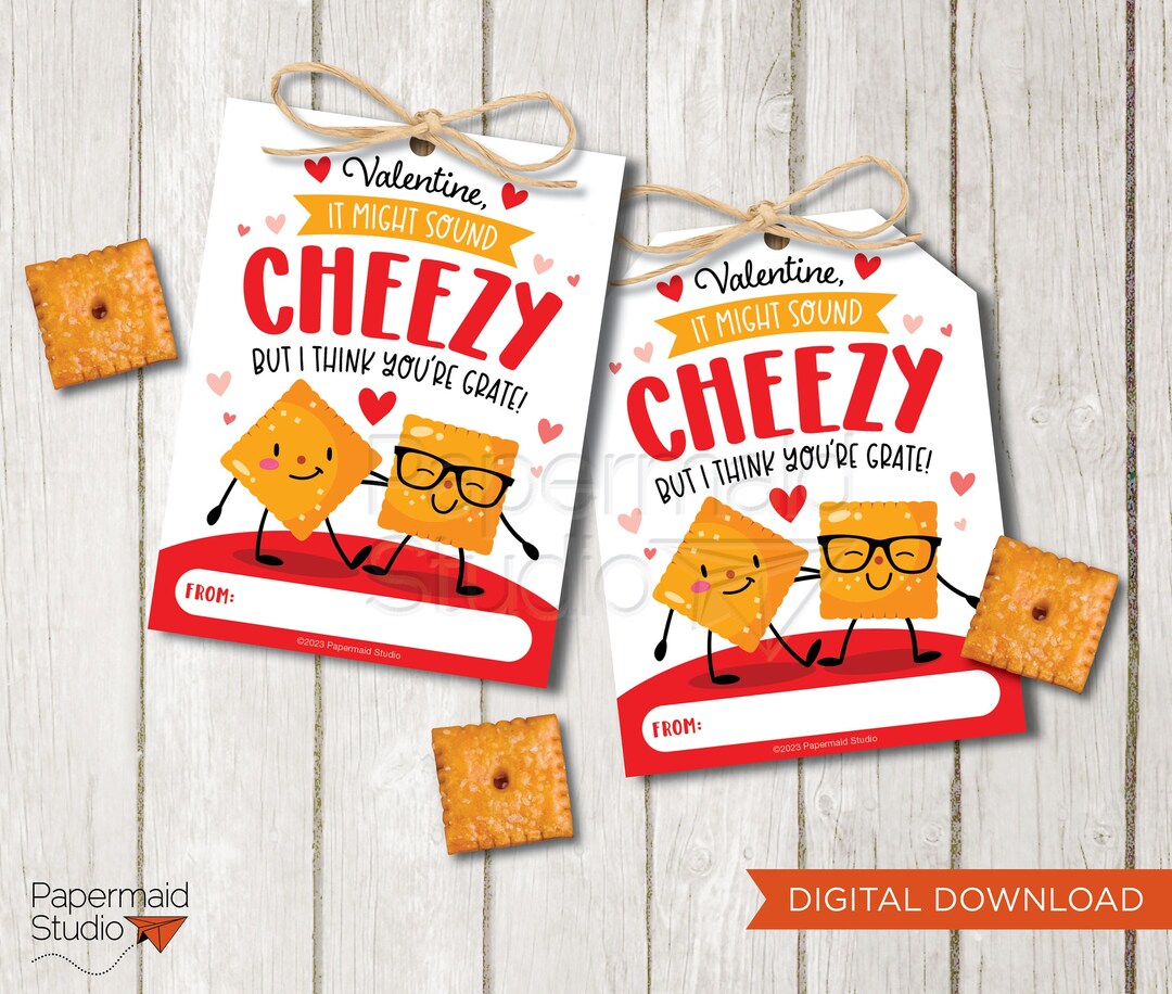 Cheese Cracker Valentine Tags - Printable Valentine Cheese Cracker Tag ...