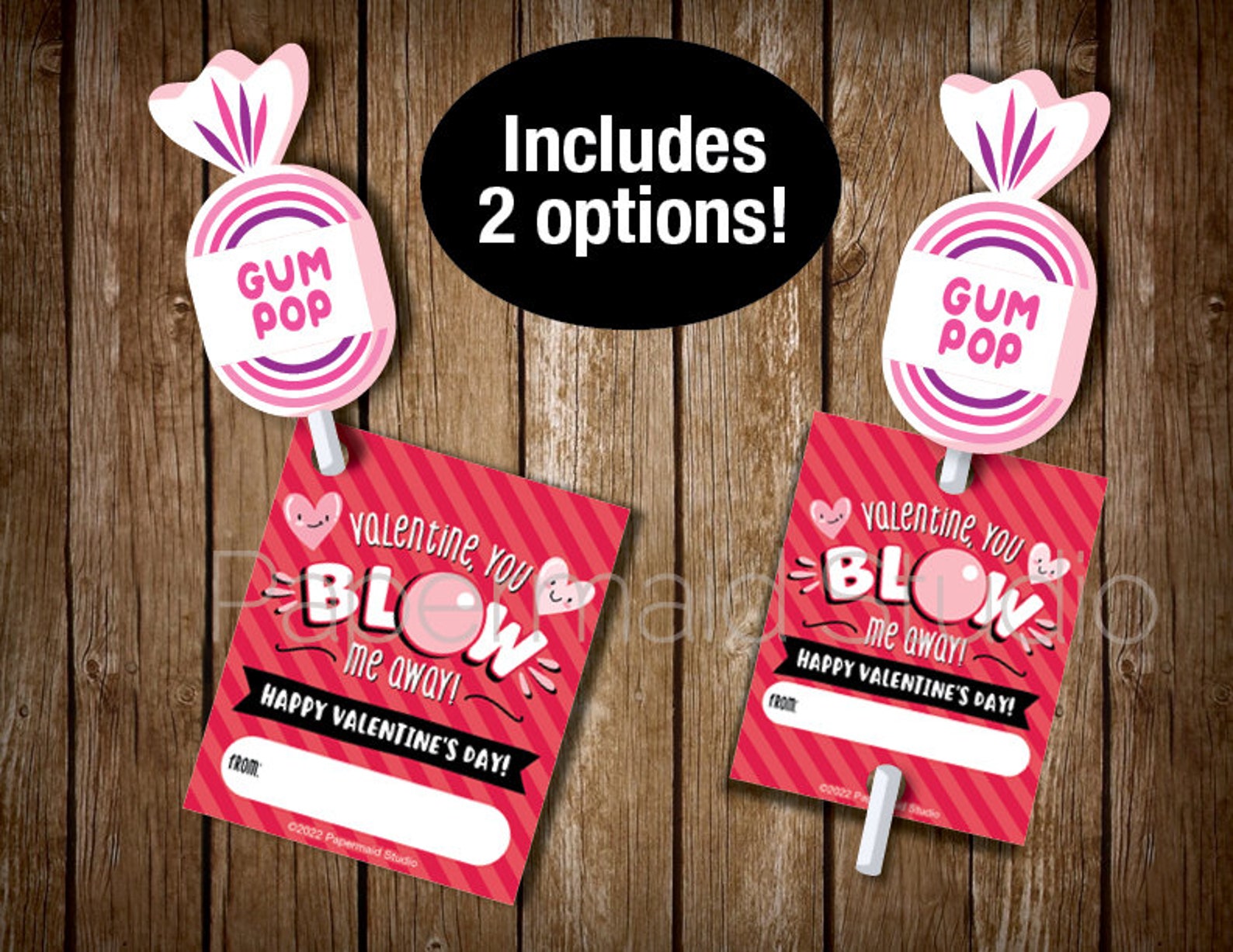 PRINTABLE Valentine's Day Gum Lollipop Tag - Valentine You Blow Me Away ...