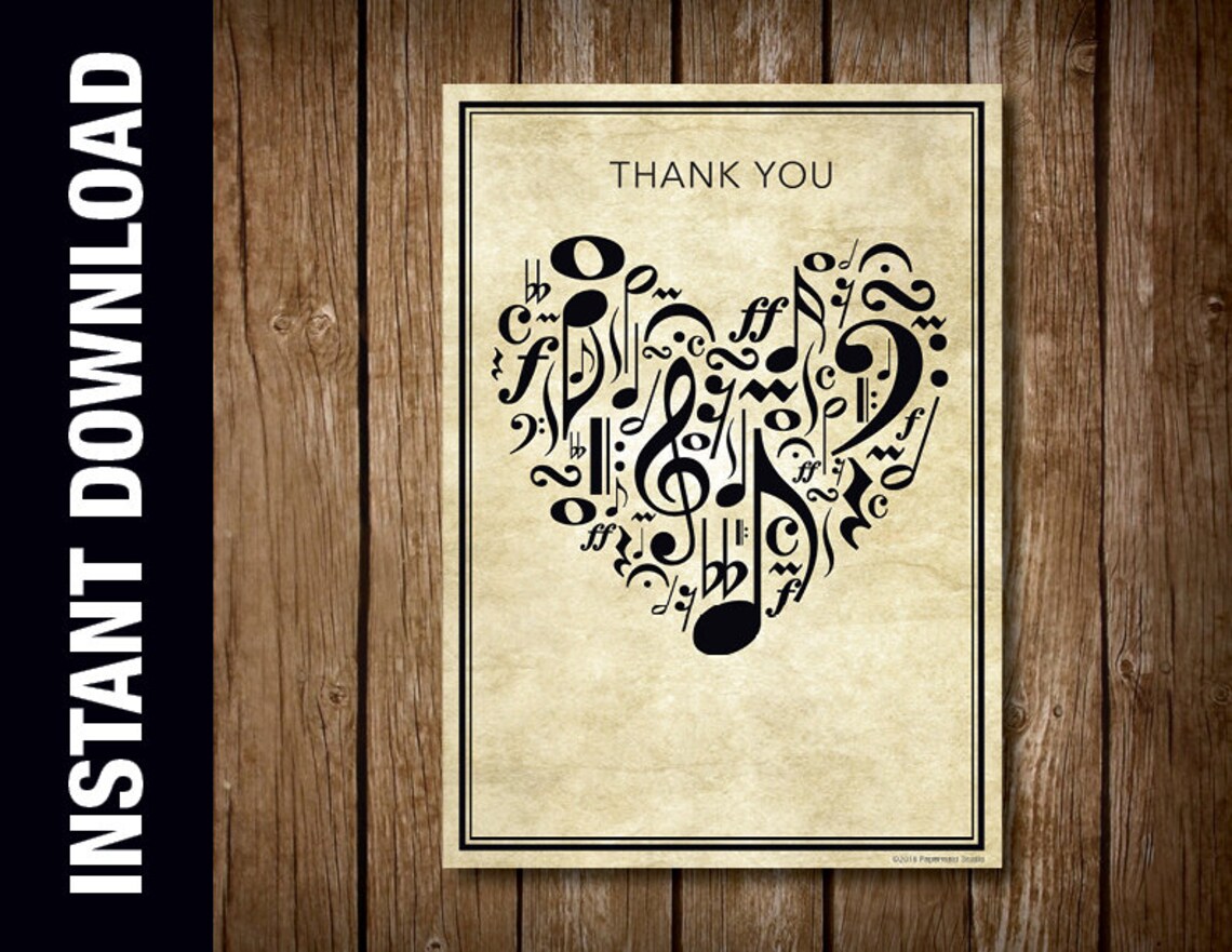 PRINTABLE Music Teacher Thank You Card Printable Music - Etsy