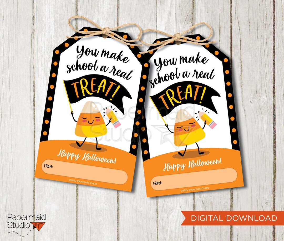 Halloween Teacher Gift Tag Printable - Teacher Halloween Gift Tag ...