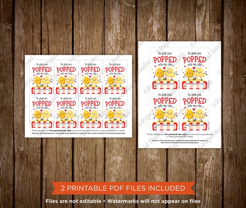 Valentine Popcorn Tags Printable Valentine Popcorn Labels - Etsy