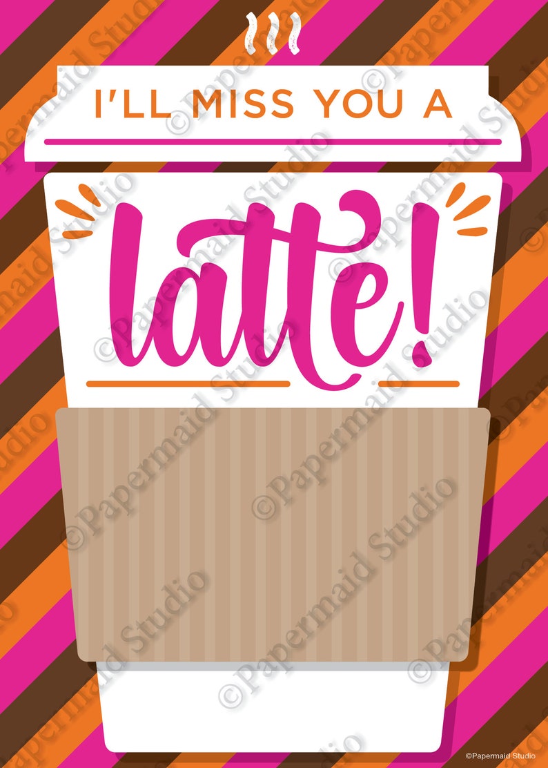 PRINTABLE I'll Miss You a Latte Coffee Gift Card Holder - Etsy
