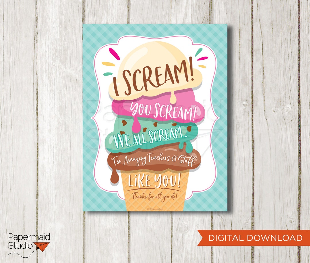 Teacher Appreciation Gift - Ice Cream Sign - Teacher Thank You Ice ...
