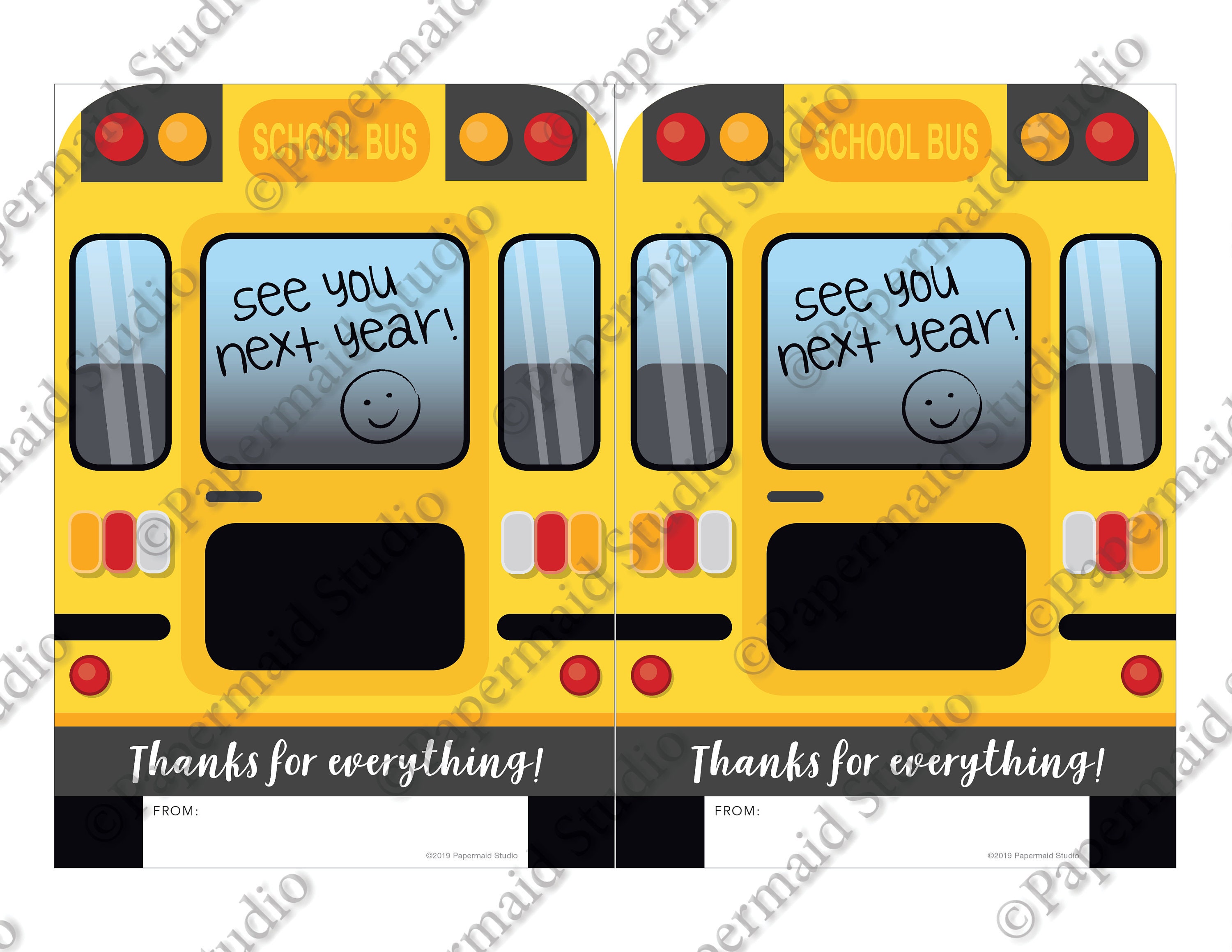 PRINTABLE Bus Driver Thank You Card Printable Bus Driver - Etsy