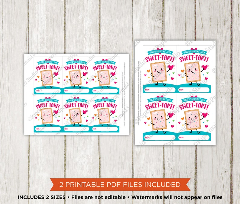Pop Pastry Valentine Tags Printable Valentine Toaster Tart - Etsy