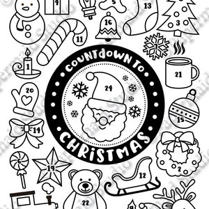 PRINTABLE Christmas Advent Calendar - Christmas Countdown - Holiday ...