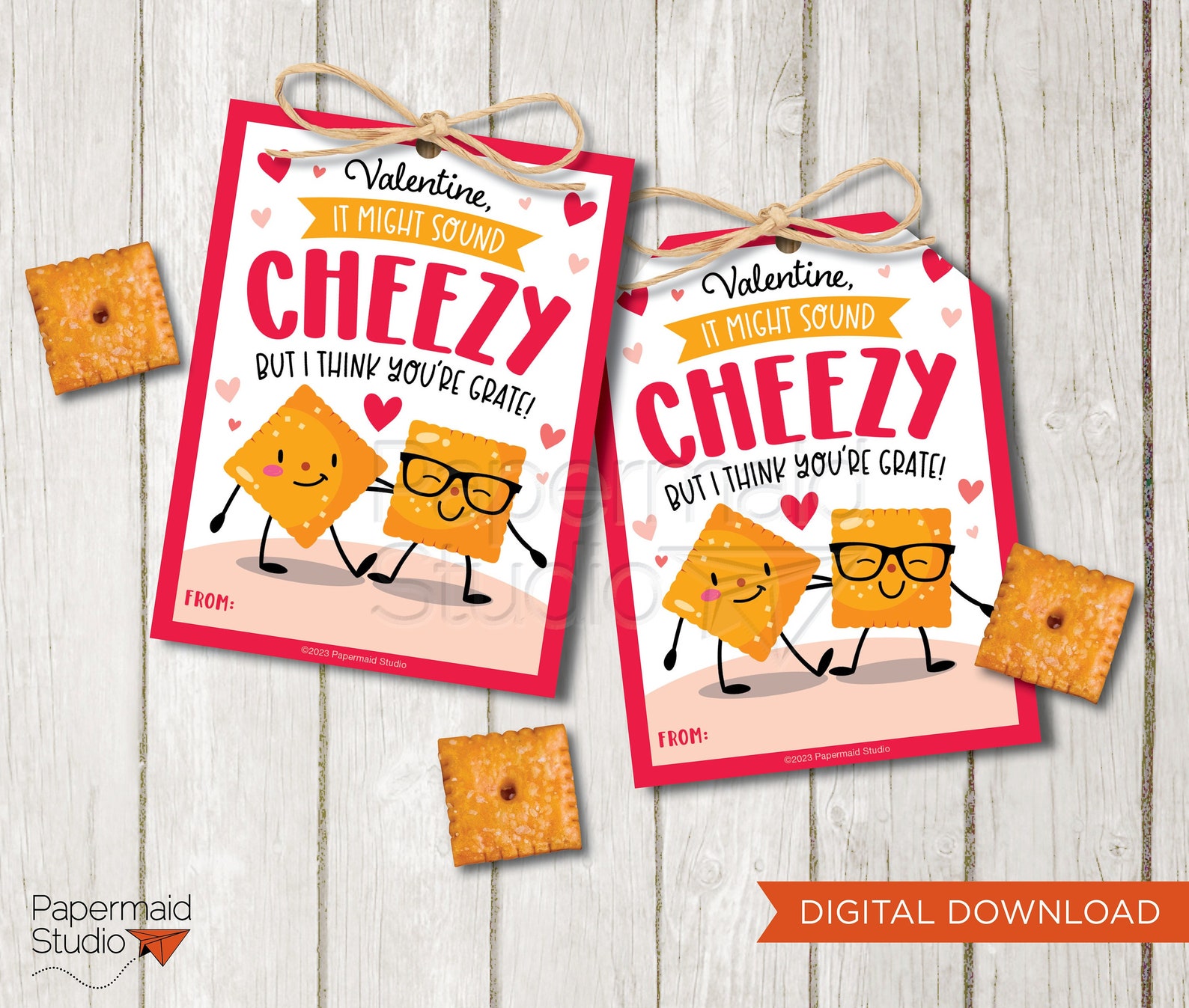 Valentine Cheese Cracker Tags - Printable Cheese Cracker Valentines Tag ...