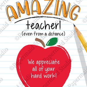 Virtual Teacher Appreciation Week Gift Card Holder Printable Distance ...