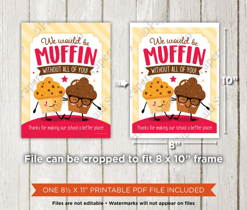 Teacher Appreciation Muffin Printable - Staff Appreciation Muffin Thank ...