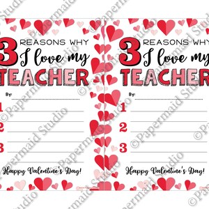 PRINTABLE Teacher Valentine's Day Card -- Fill in the Blank Valentine ...
