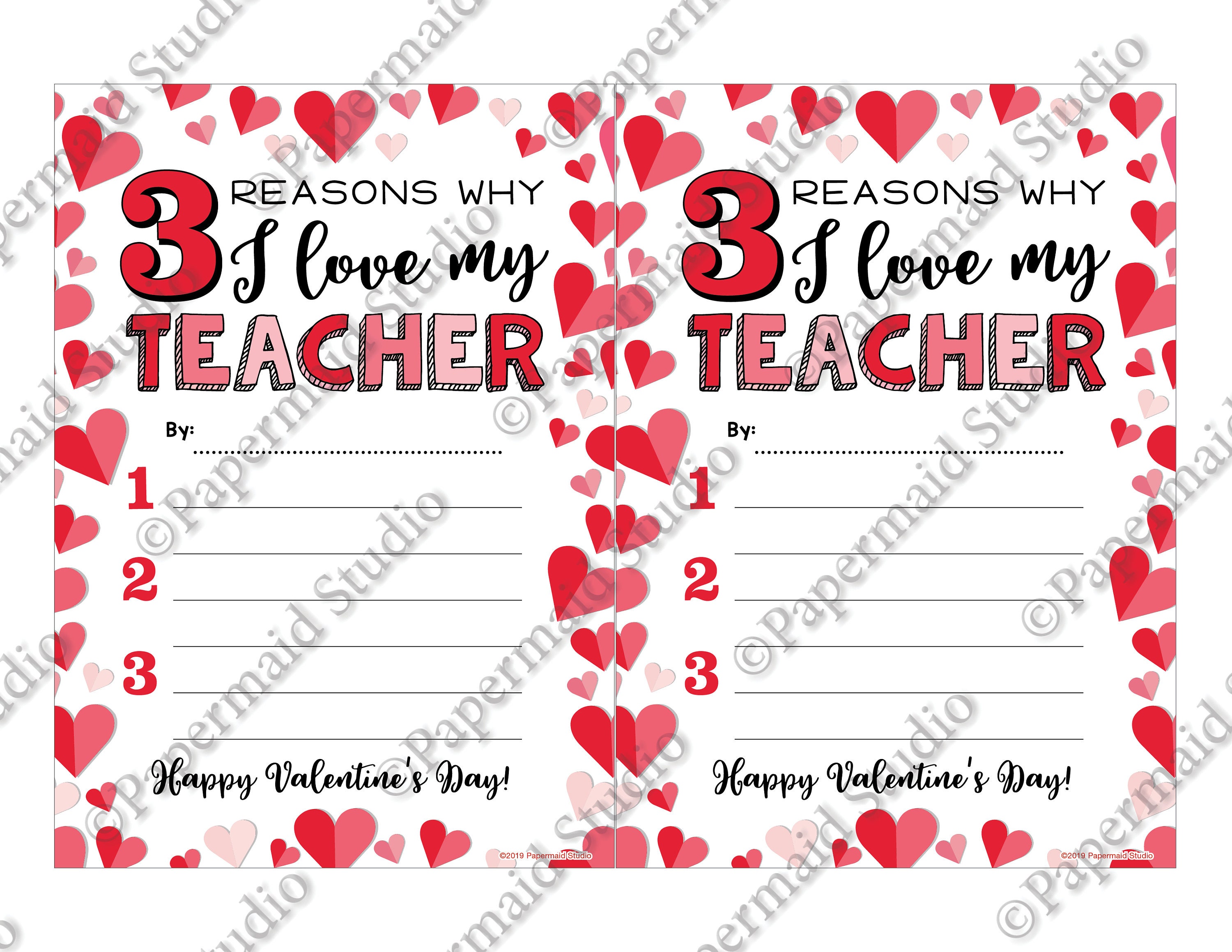 PRINTABLE Teacher Valentine's Day Card Fill in the | Etsy