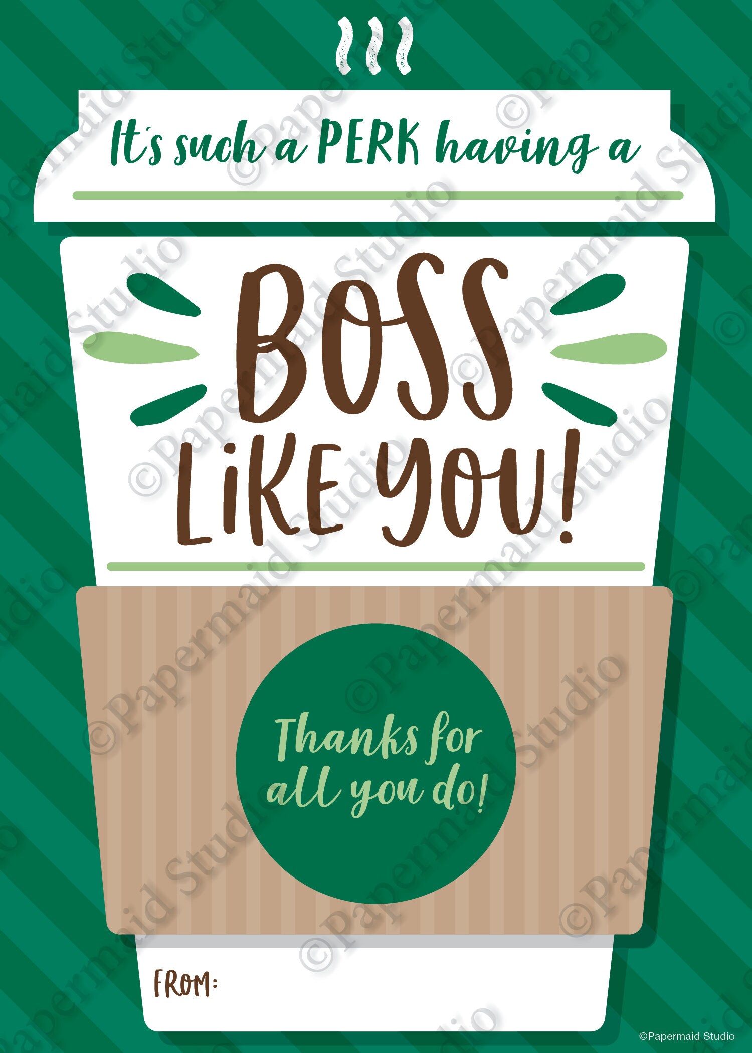 PRINTABLE Boss's Day Coffee Gift Card Holder Staff - Etsy
