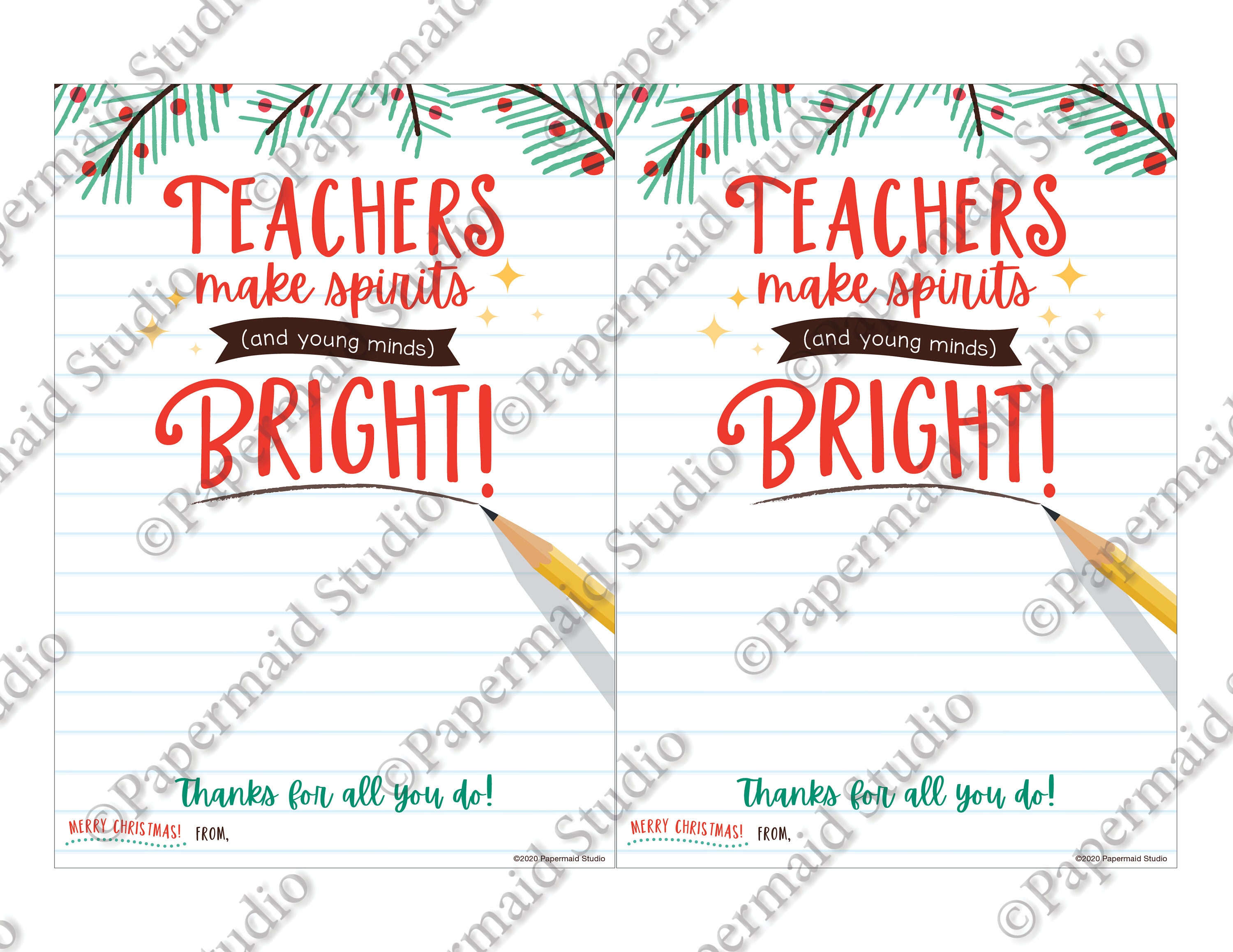 Teacher Christmas Gift Card Holder Printable Virtual - Etsy