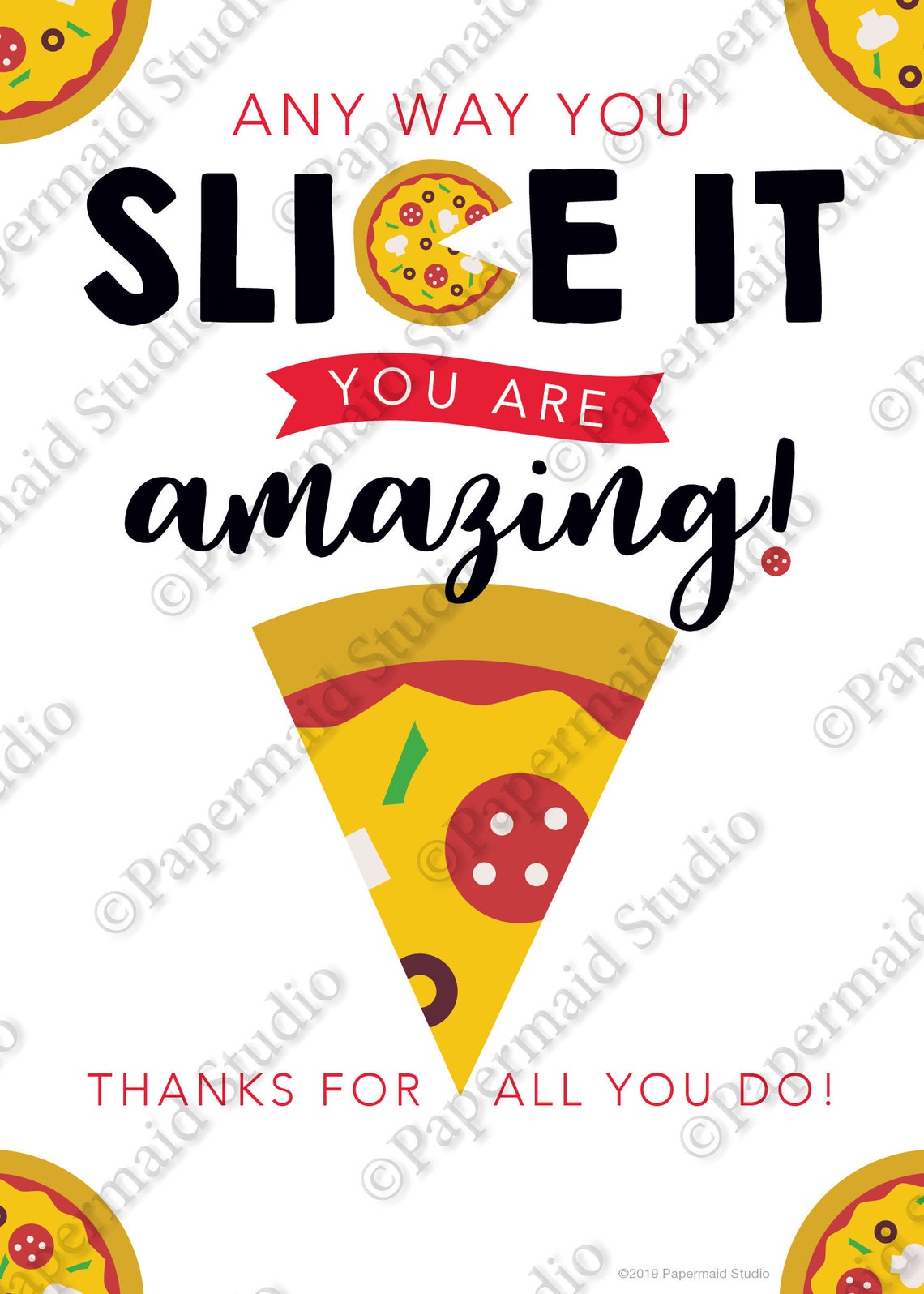 PRINTABLE Teacher Thank You Card - Pizza Gift Card Holder for Teacher ...