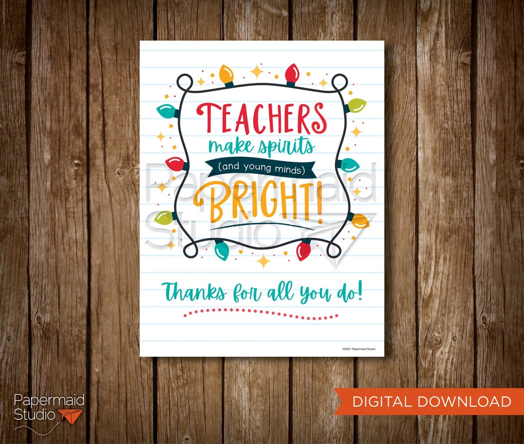 Teacher Christmas Sign Printable - Teacher Christmas Gift - Teacher ...