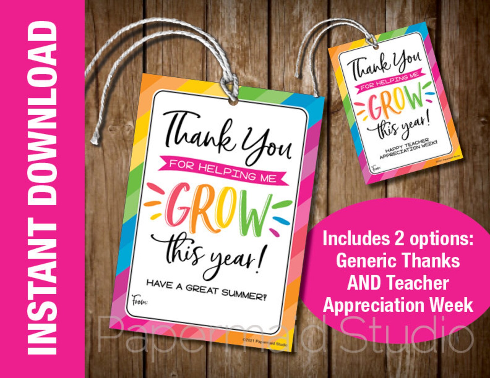Printable Teacher Appreciation Plant Gift Tag - Thank You Card - PTA ...