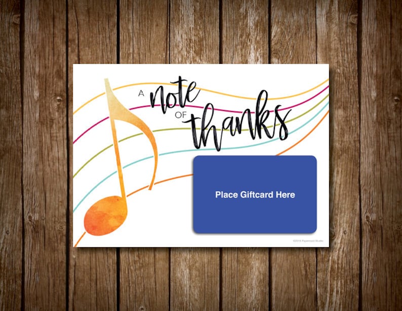 PRINTABLE Music Teacher Thank You Card Printable Music - Etsy