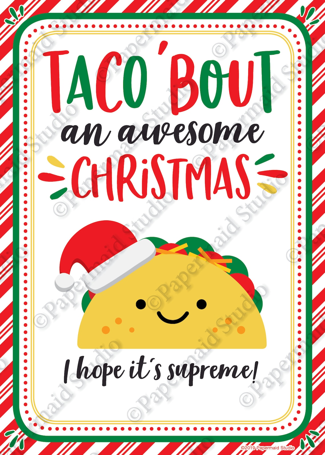 PRINTABLE Taco Christmas Card - Taco Gift Card Holder - Mexican ...