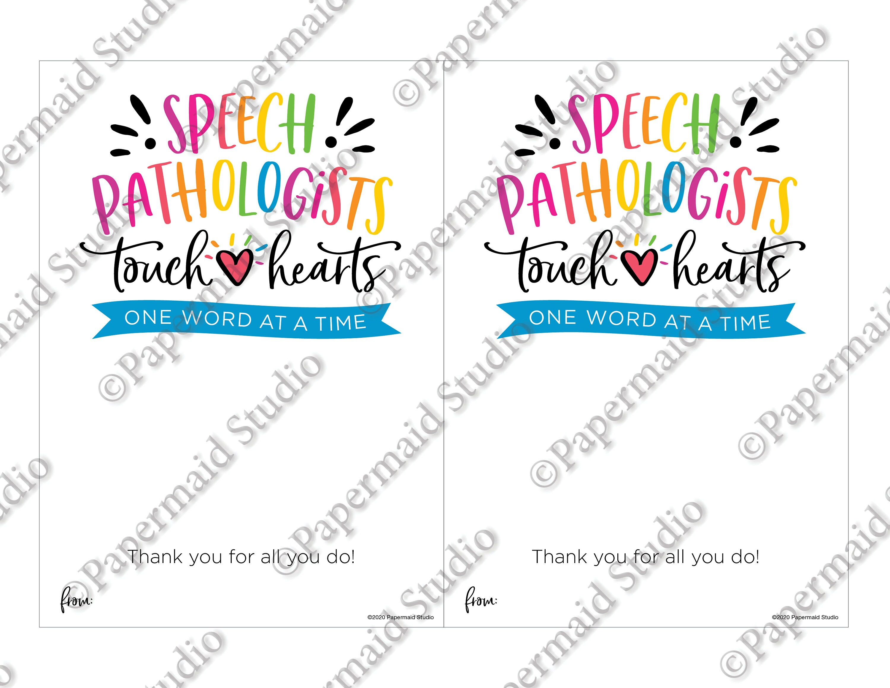 Printable Speech Therapist Thank You Card - Teacher Appreciation Week ...
