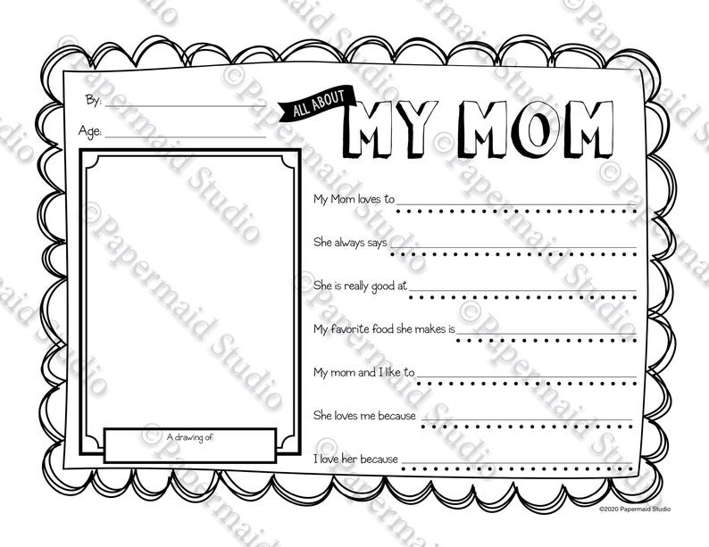 PRINTABLE All About My Mom Mother's Day Gift Mom | Etsy