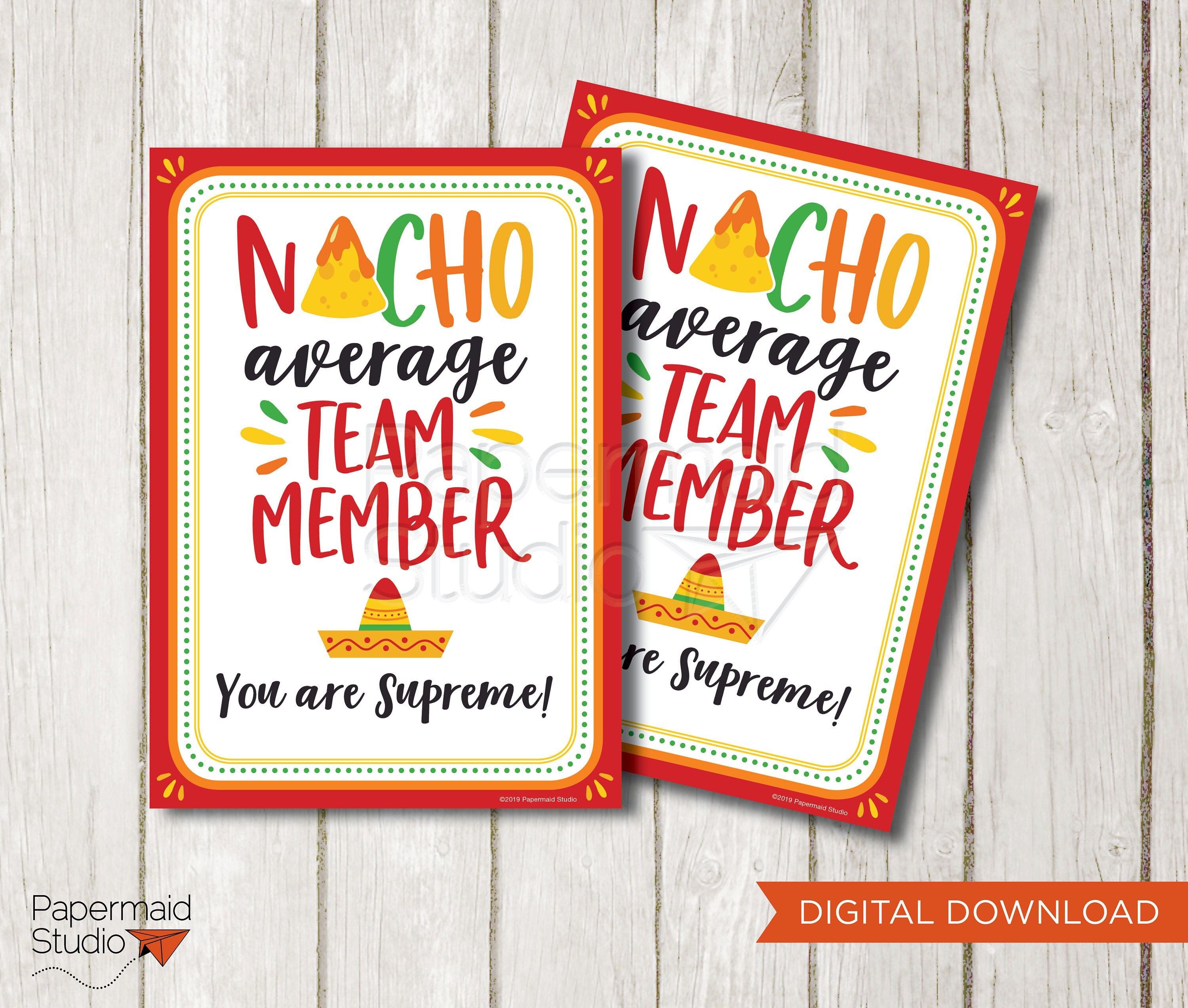 Employee Appreciation Gift Printable Nacho Average Employee - Etsy Canada